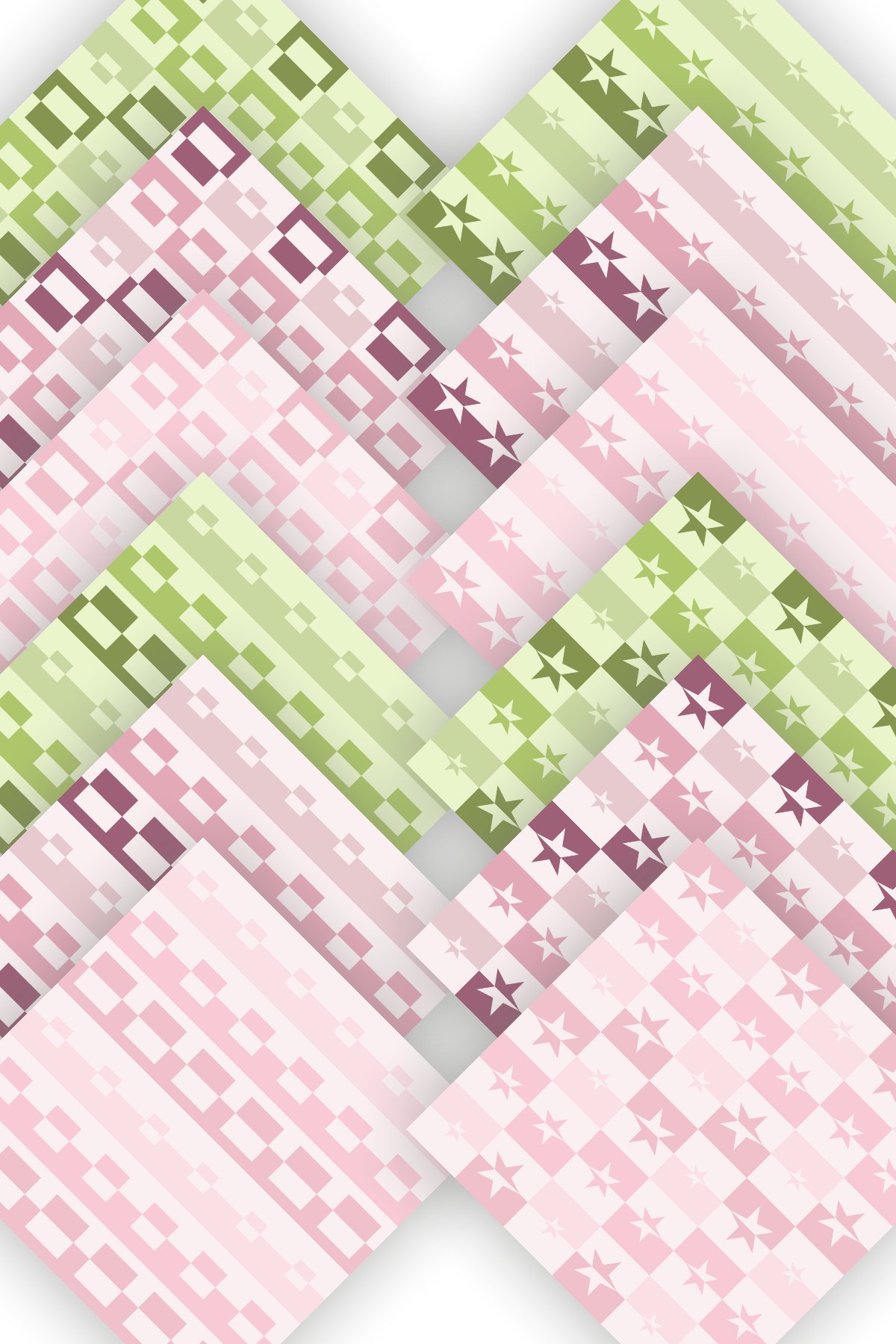 Stars n Squares Seamless Sublimation Papers in Pink n Green