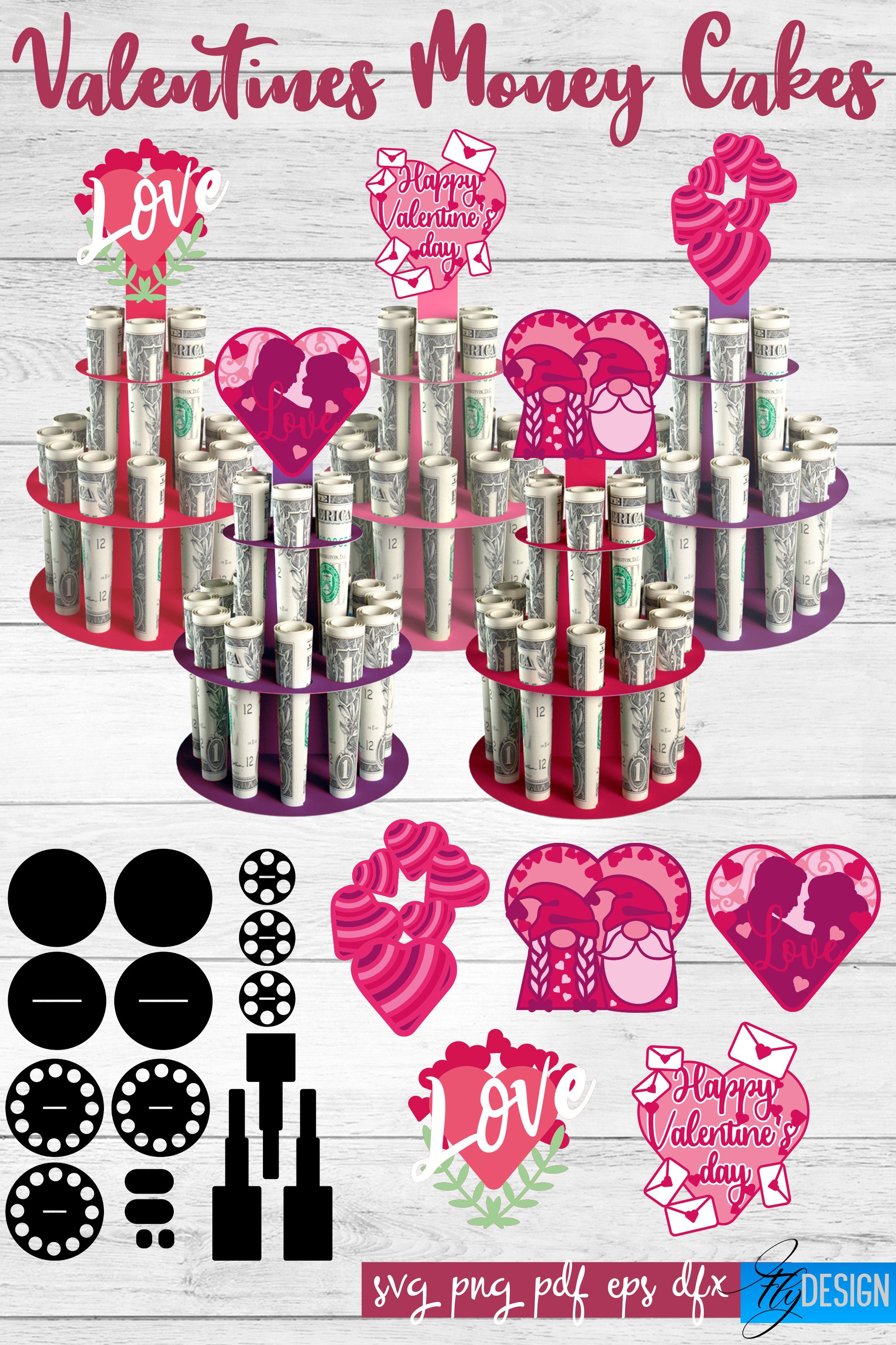 Valentines Money Cake SVG Bundle | Money Holder (2352555)