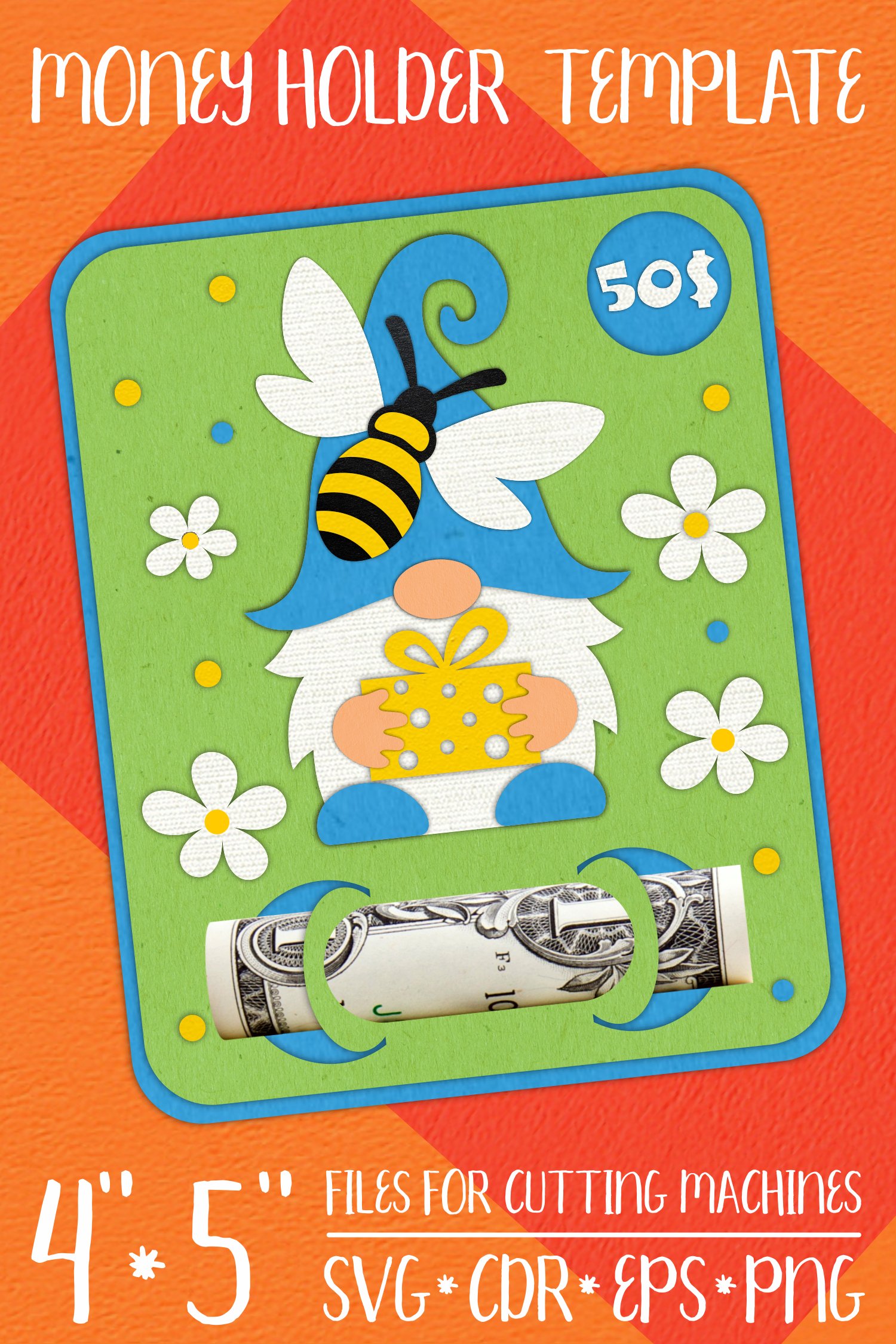 Gnome and Bee Birthday Card | Money Holder Template