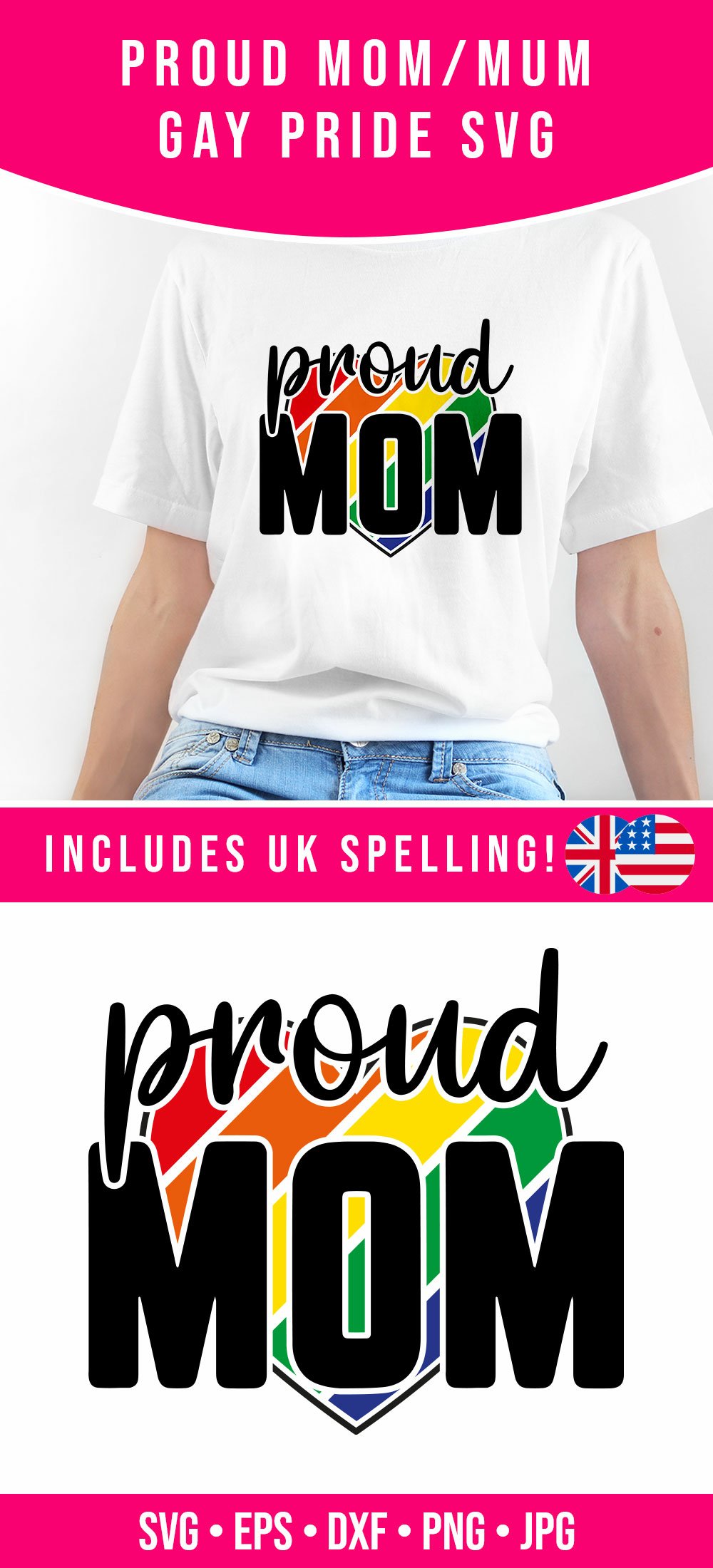 Proud Mom SVG Design Including UK Spelling