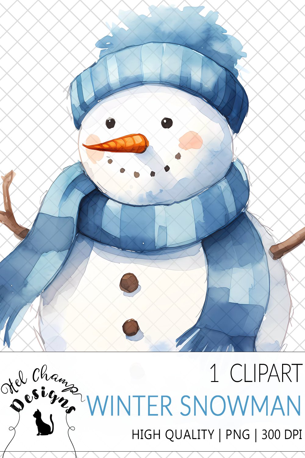 Winter blue snowman transparent clipart