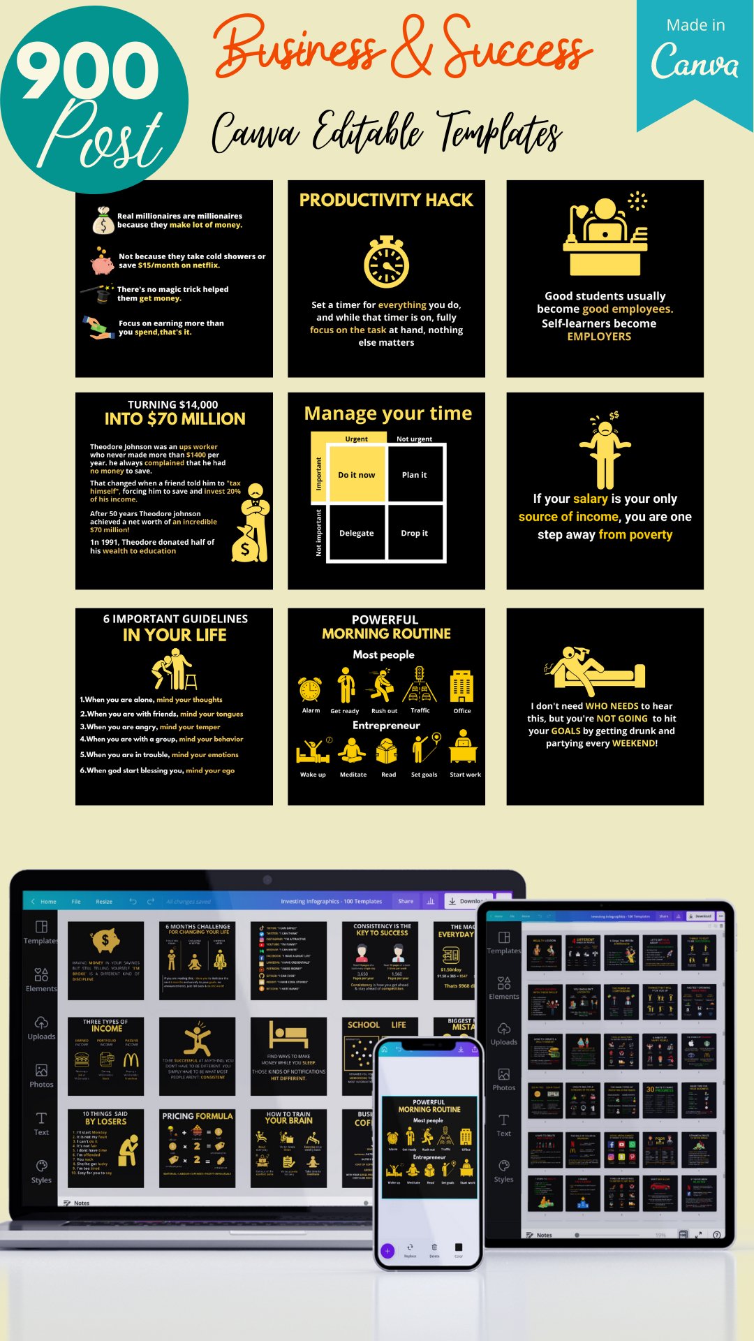 900 Business Success Editable Canva Templates