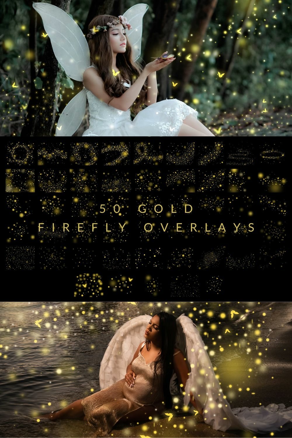 50 Gold Firefly Photoshop Overlays