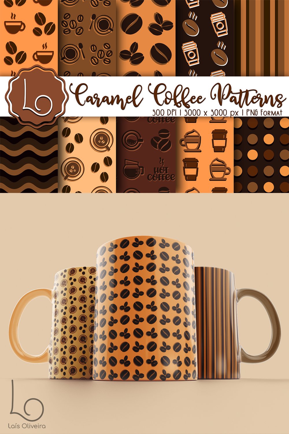 10 Caramel Coffee Digital Patterns