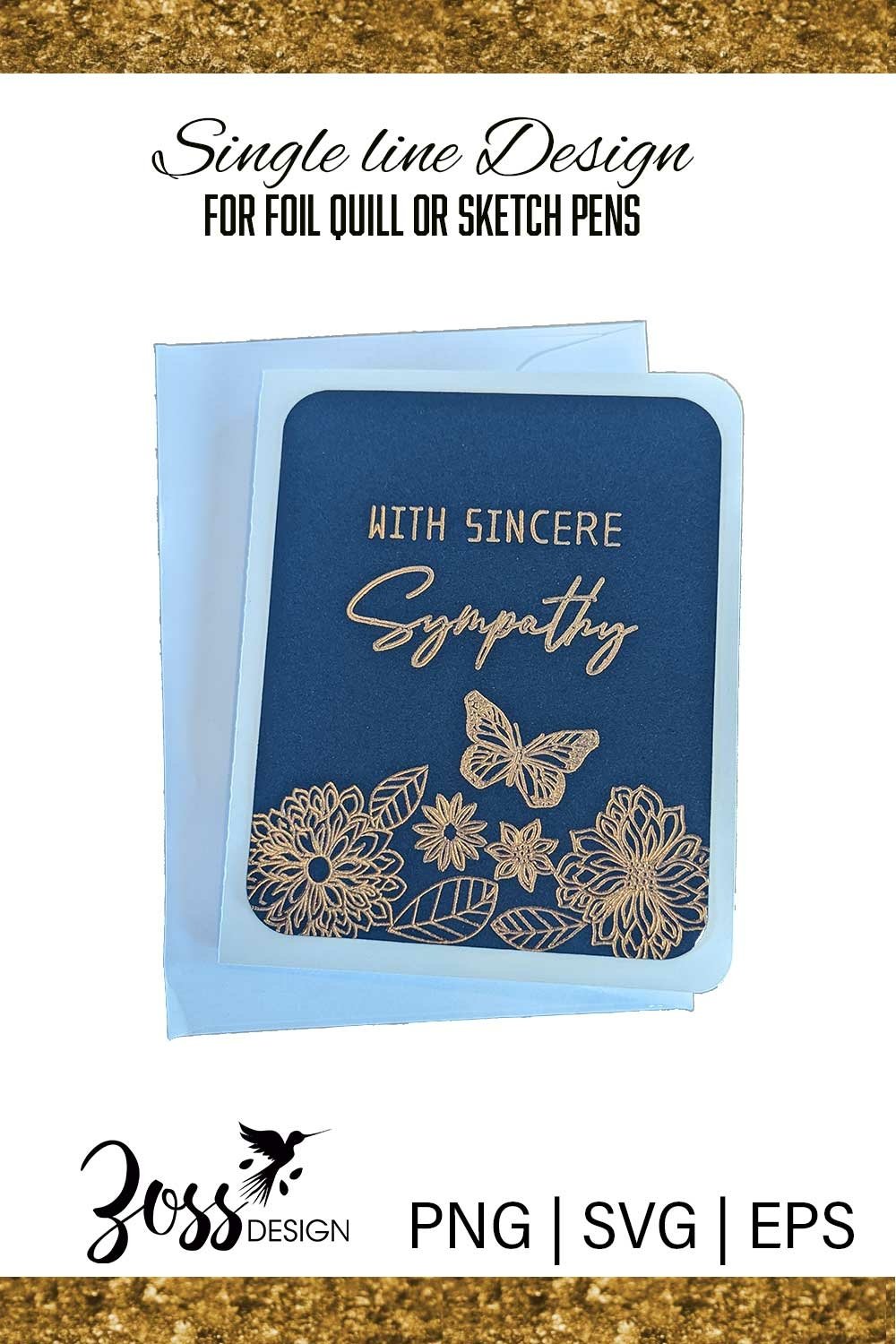 Sympathy Card svg file for pen tool or foil quill