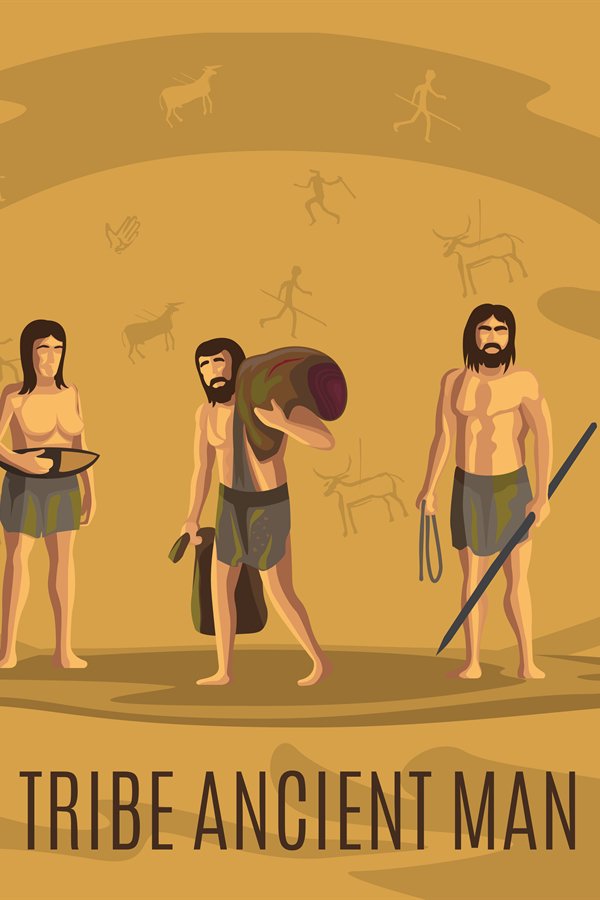 Tribe ancient people in cave