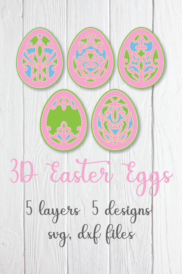 3D Easter Eggs SVG, DXF files, Paper Cut (1199130)