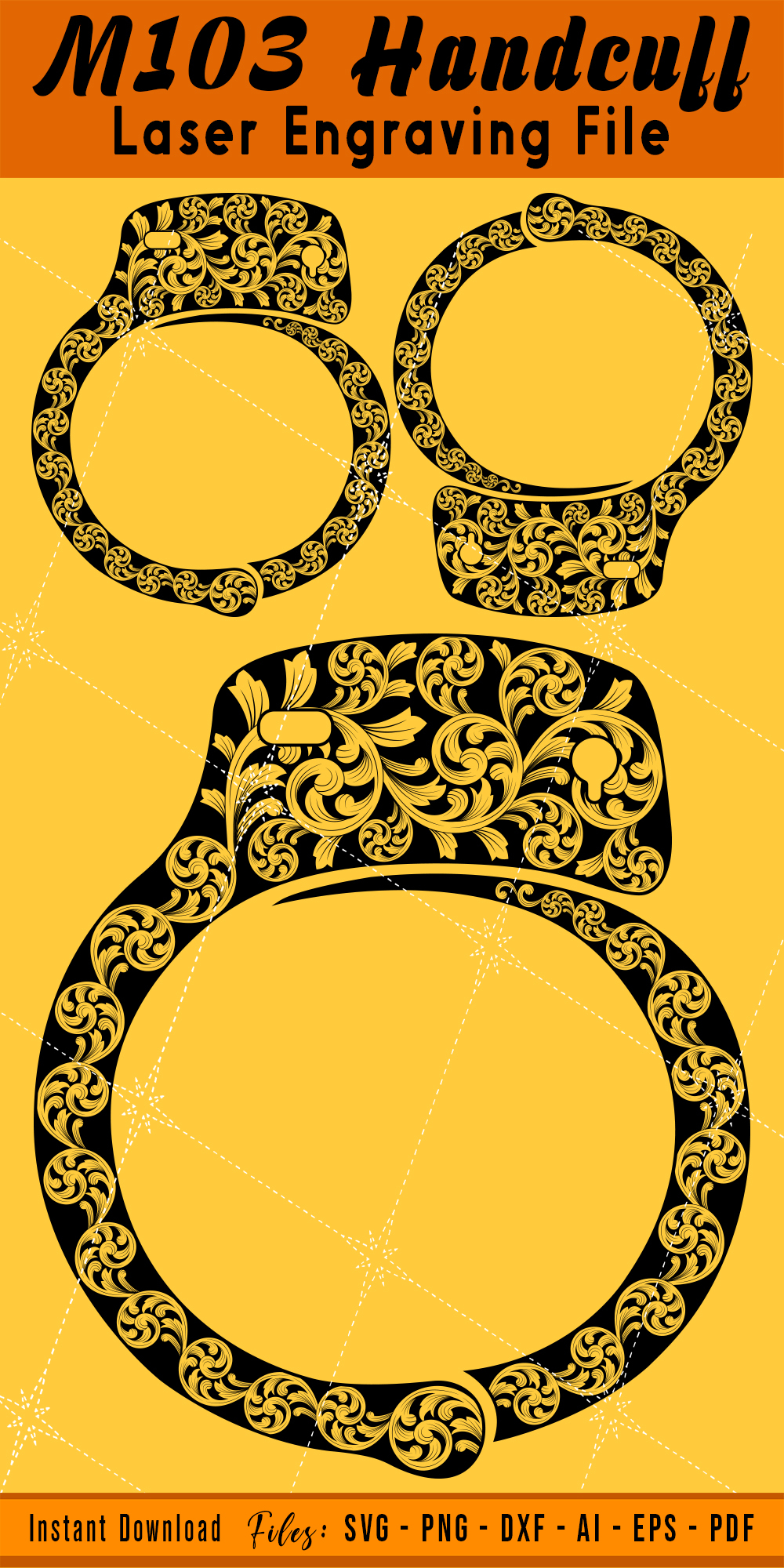 M103 Handcuff Scrollwork Laser Engraving File - Scroll SVG