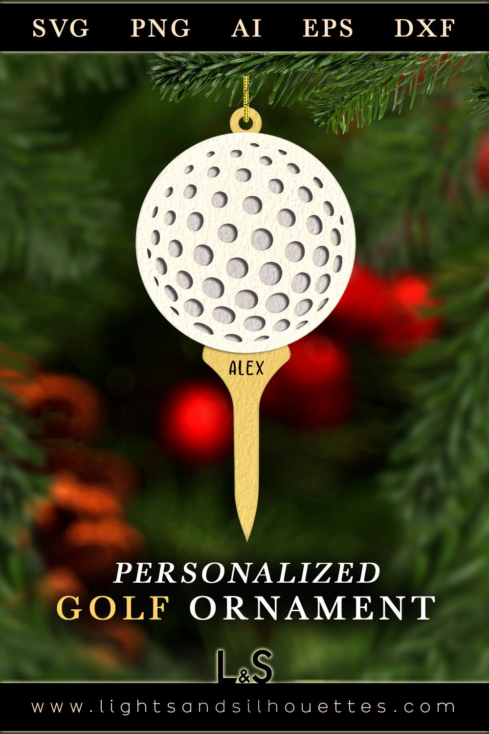 Golf Laser Cut Christmas Ornament | 3D Layered Paper Art