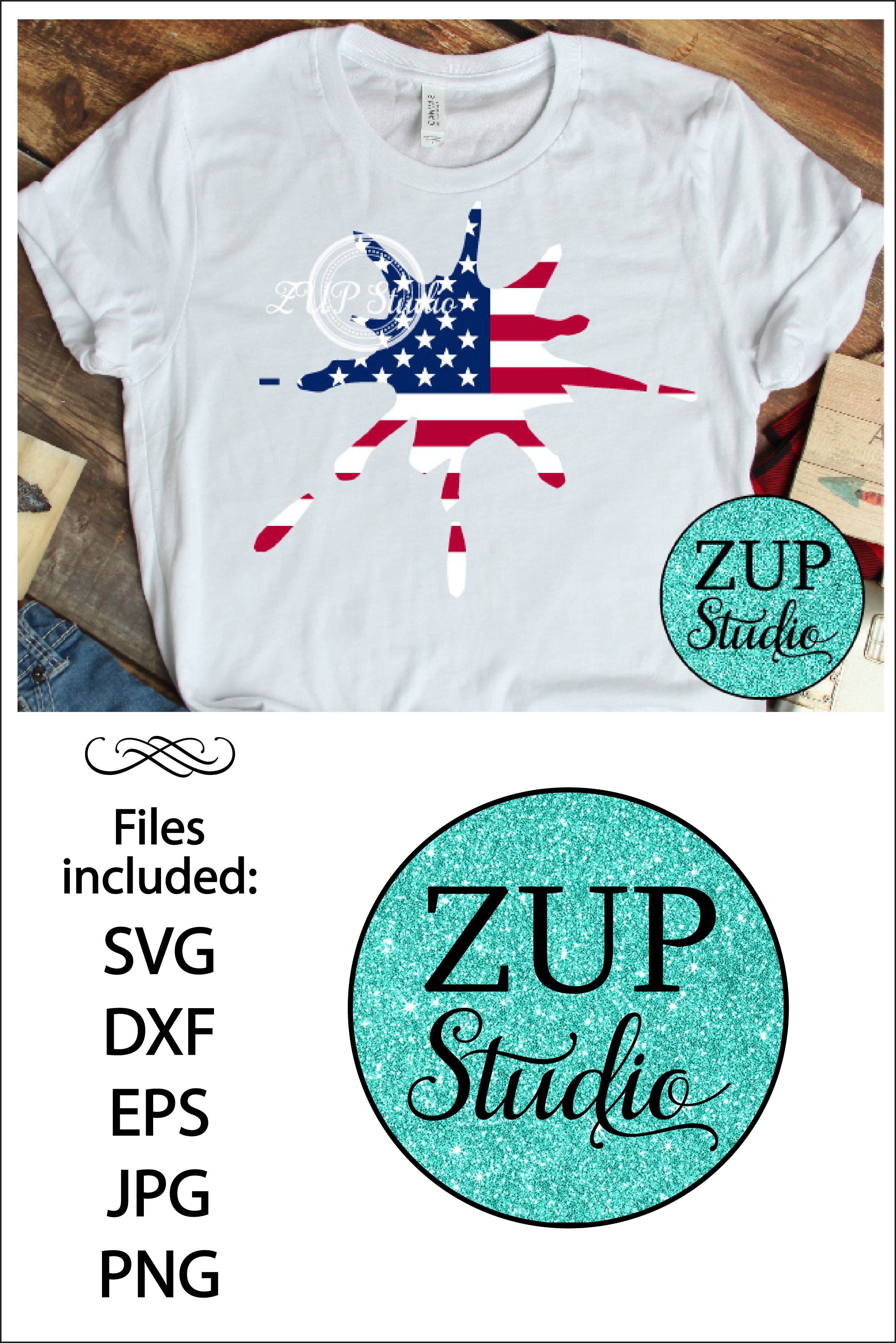NEW! Splatter American Flag Design Digital Cutting (697207)