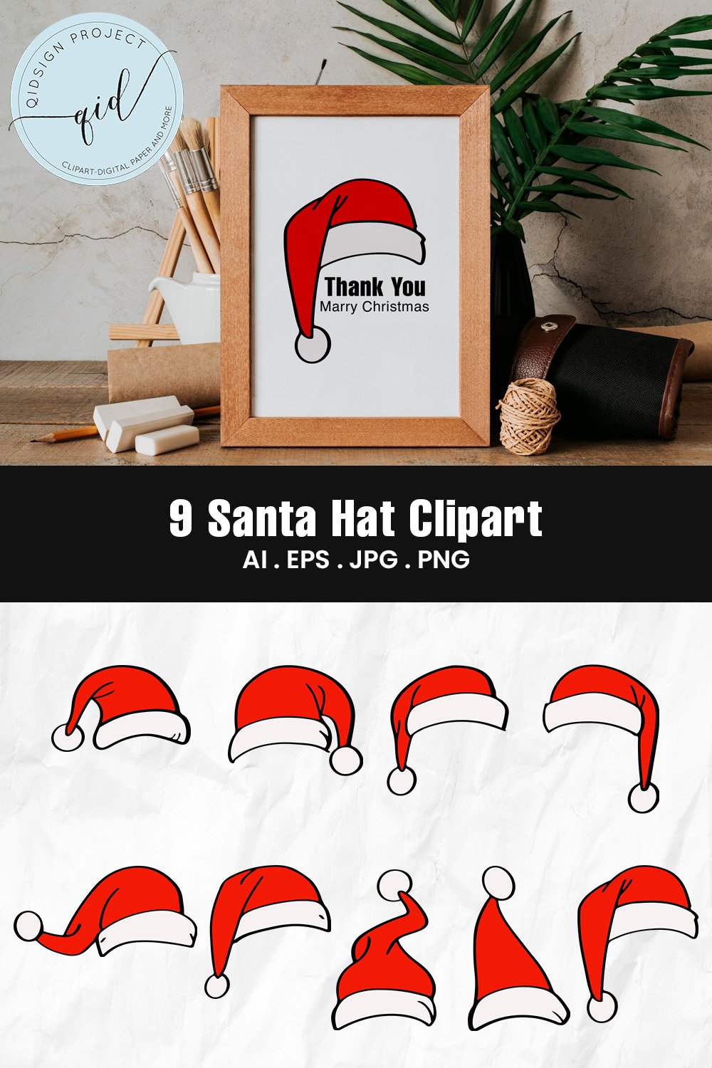 Santa Hat Clipart | 9 Variations