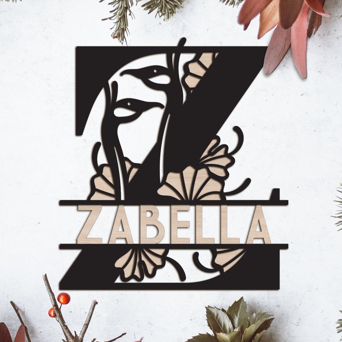 Z - Split Monogram Japanese Layered Cut File - SVG / DXF