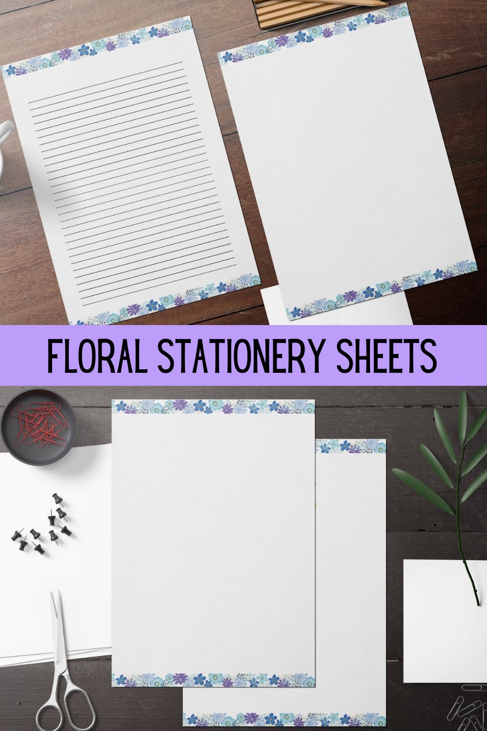 Watercolor Floral Borders, Stationery Journaling (2524102)