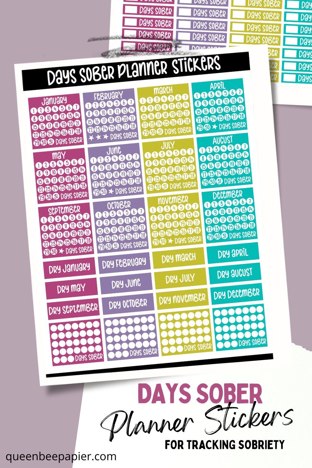 Sober AF Planner Stickers For Tracking Sobriety