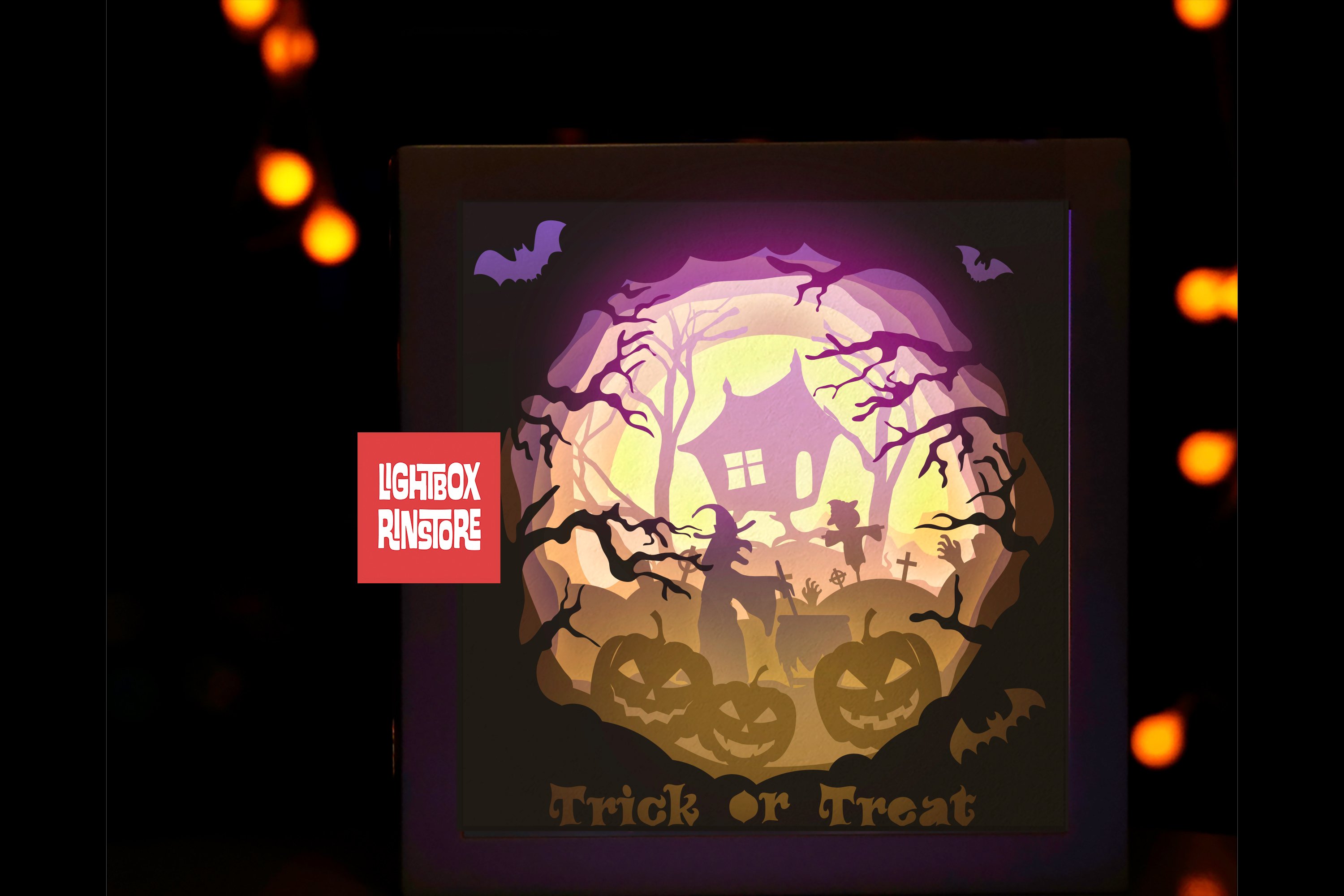 Halloween paper light box template shadow box template shado