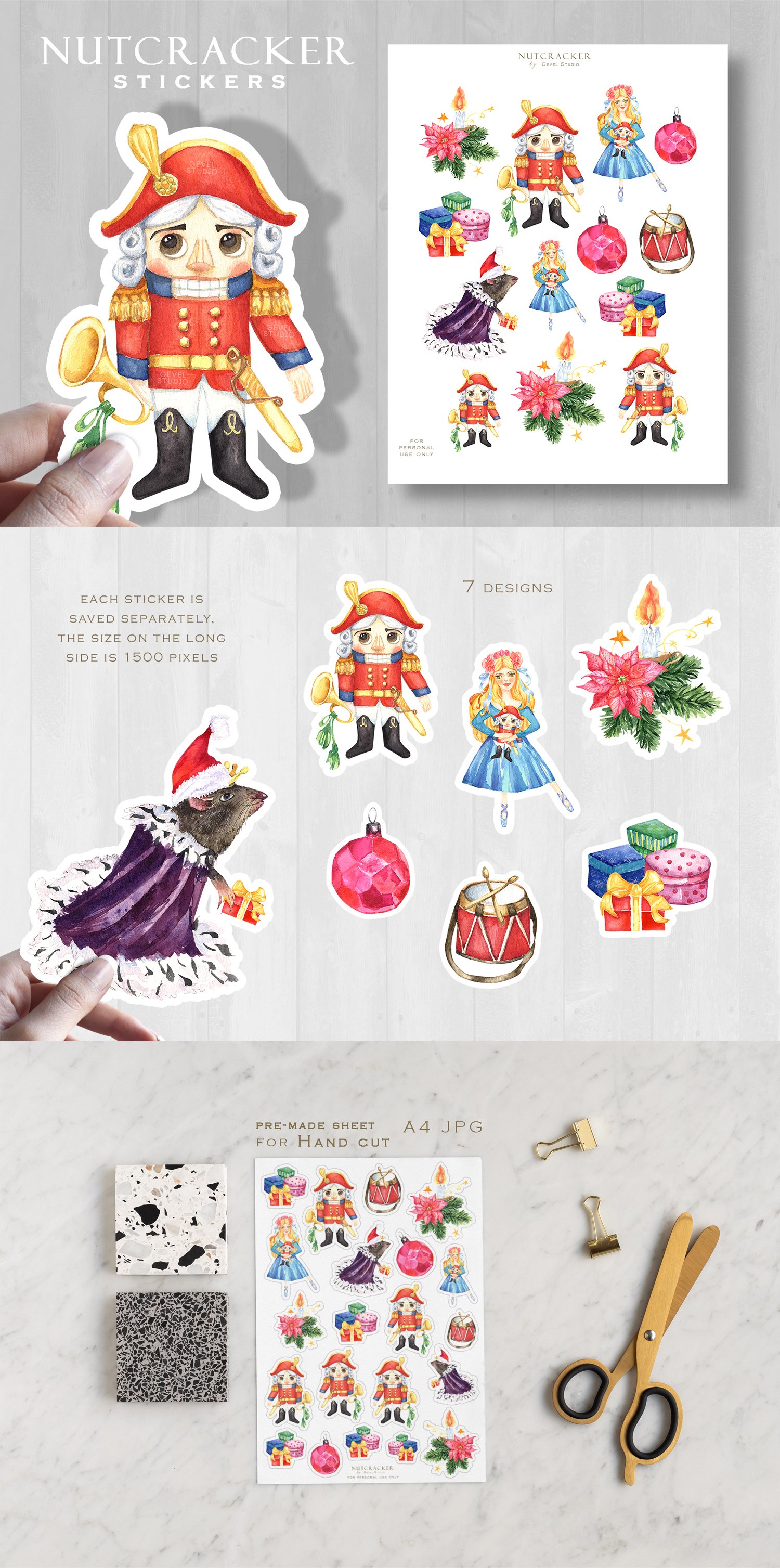 Christmas Nutcracker stickers | Ballerina | Planner stickers