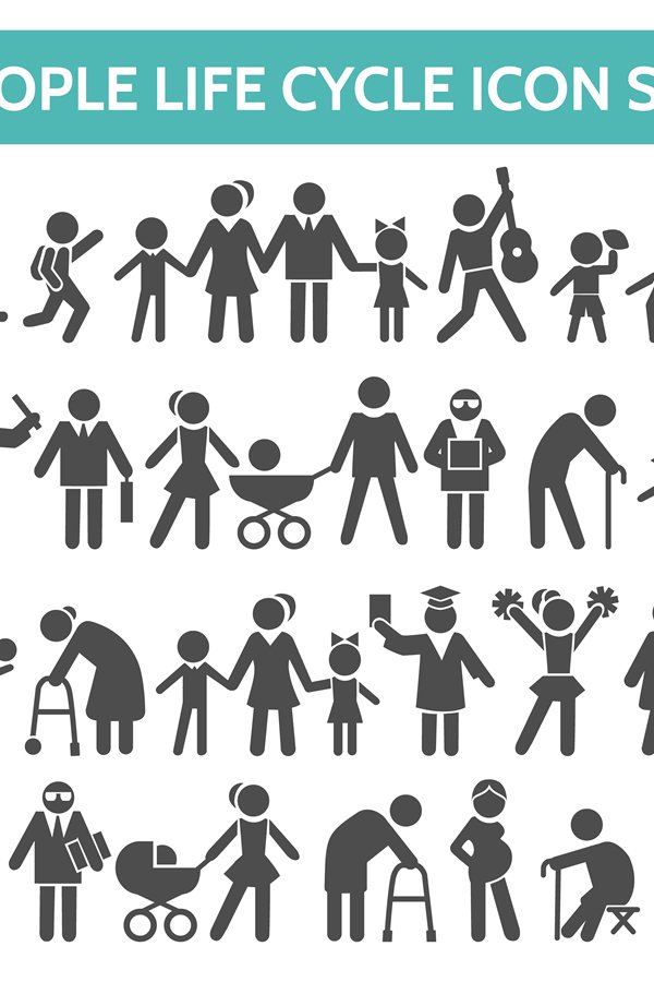 People life cycle icons