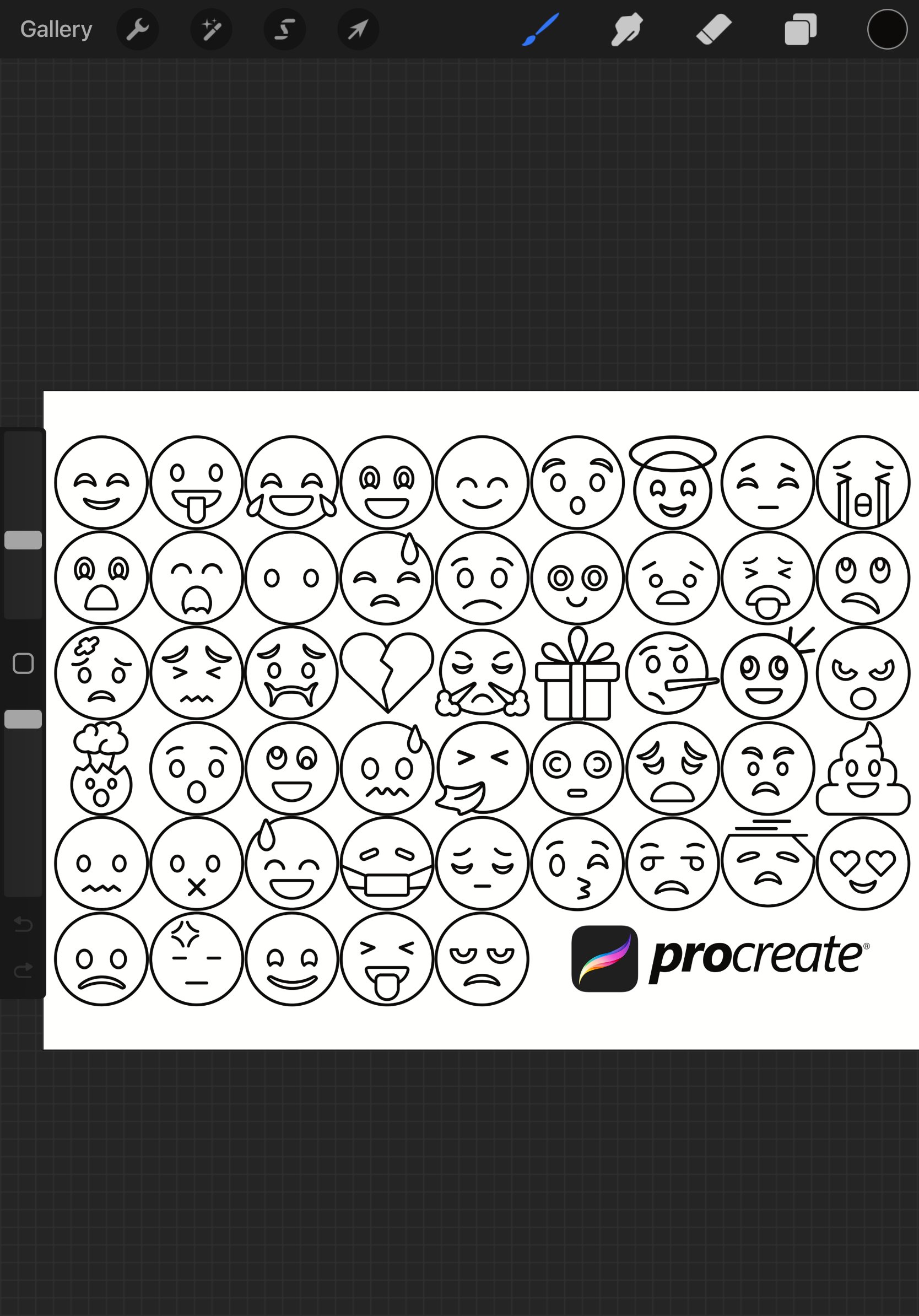 Emojis Set 2 Procreate Brush Stamps, 50 Emoji Stamps