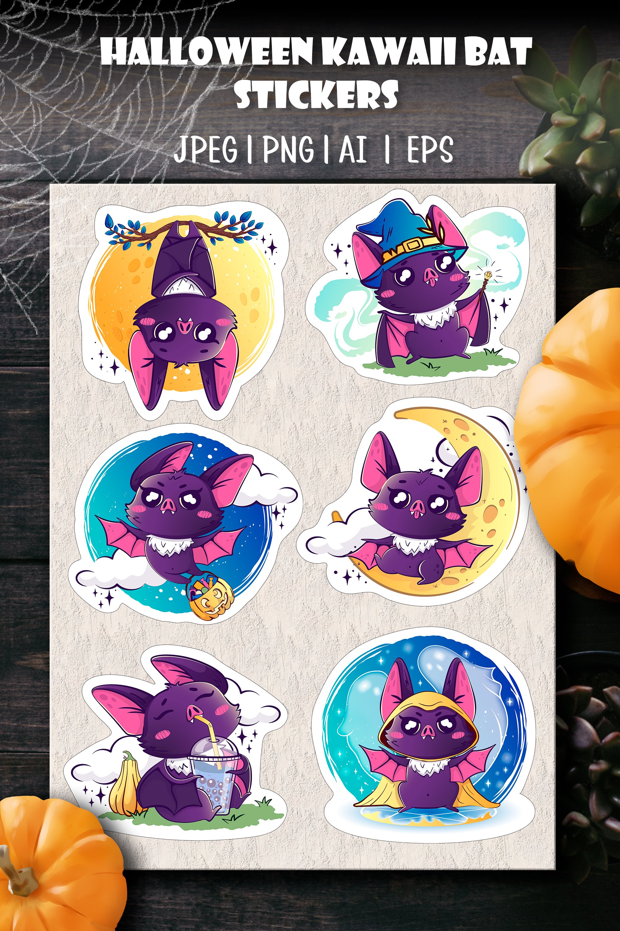 Kawaii Halloween bat Stickers | Halloween sticker pack