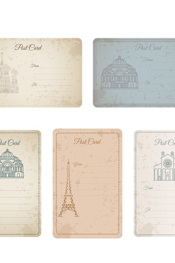 Postcard grunge vintage card collection
