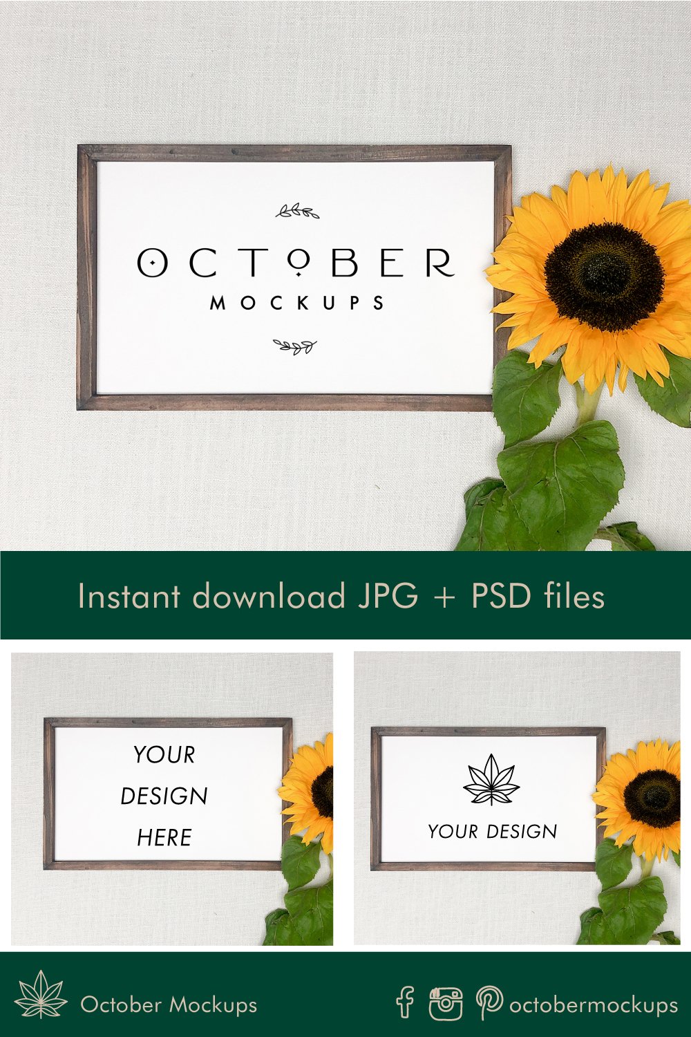 Frame Mockup in PSD and JPG | Sunflower Sign Mockup
