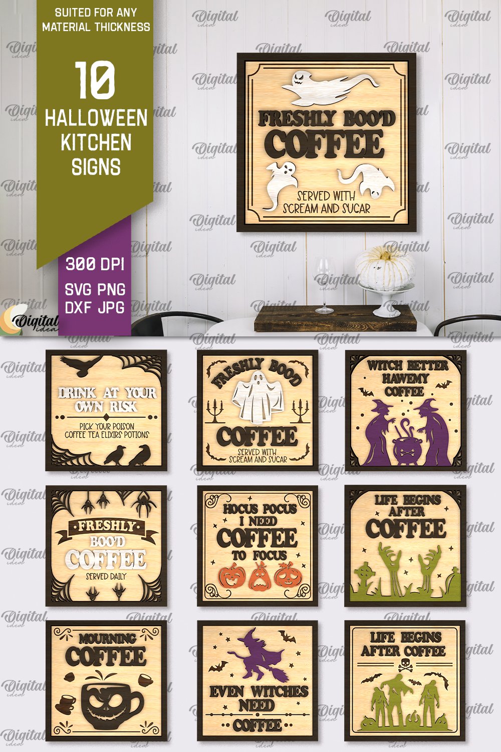 Halloween Kitchen Signs LaserCut Bundle. Halloween Decor SVG