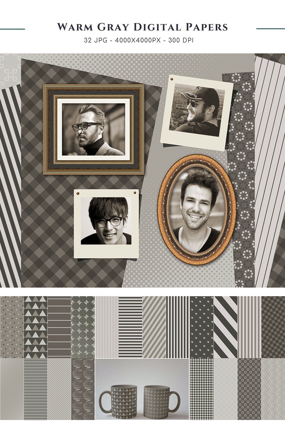 32 Warm Gray Digital Papers JPG