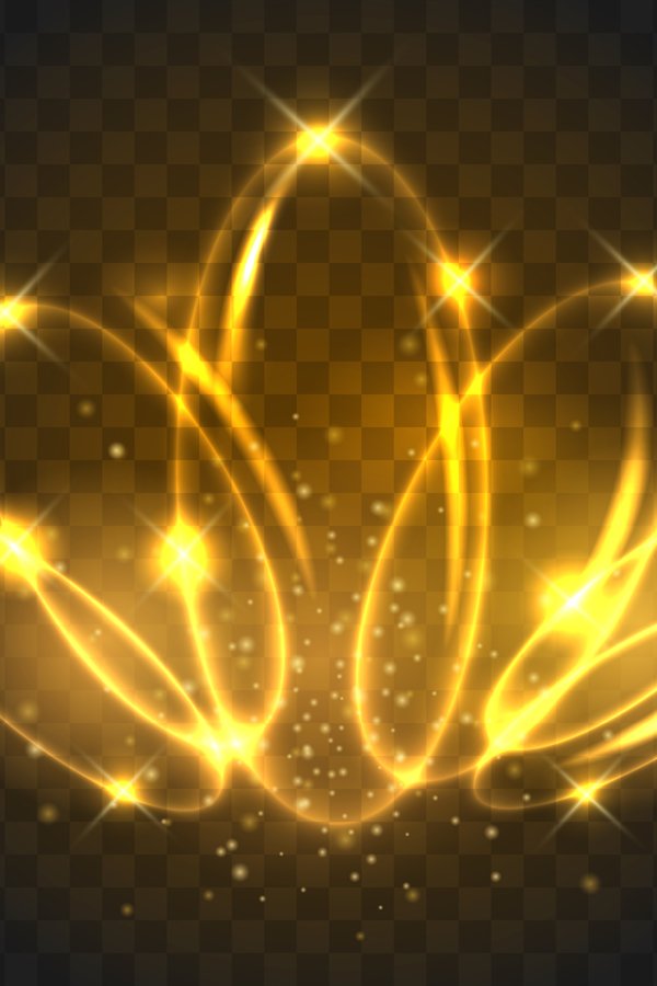 Glowing light circles on transparent background