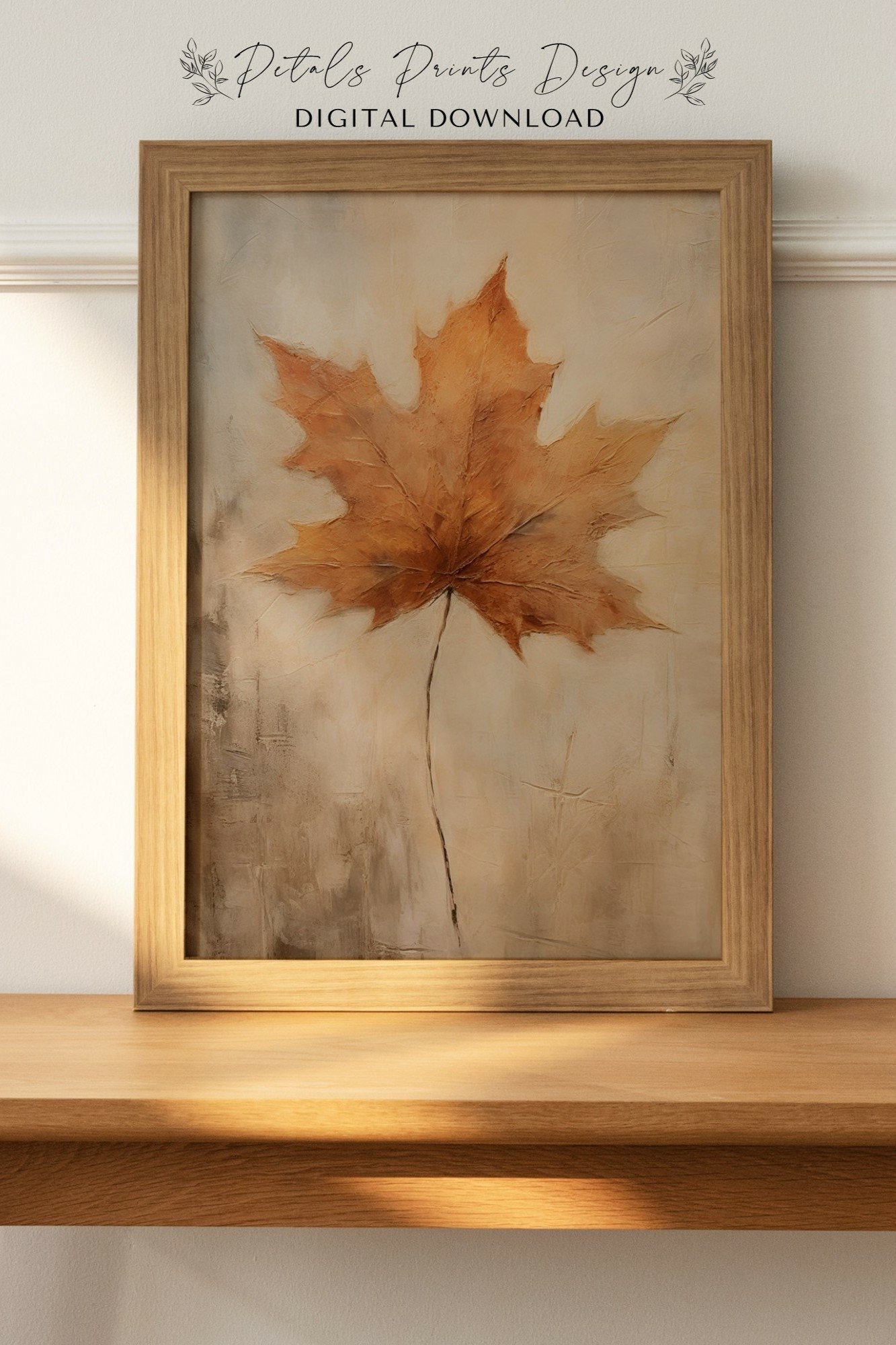 Fall Wall Decor Printable Leaf Still Life Painting Print