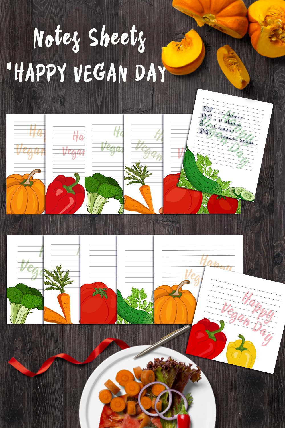 "Happy Vegan Day" Note Sheets
