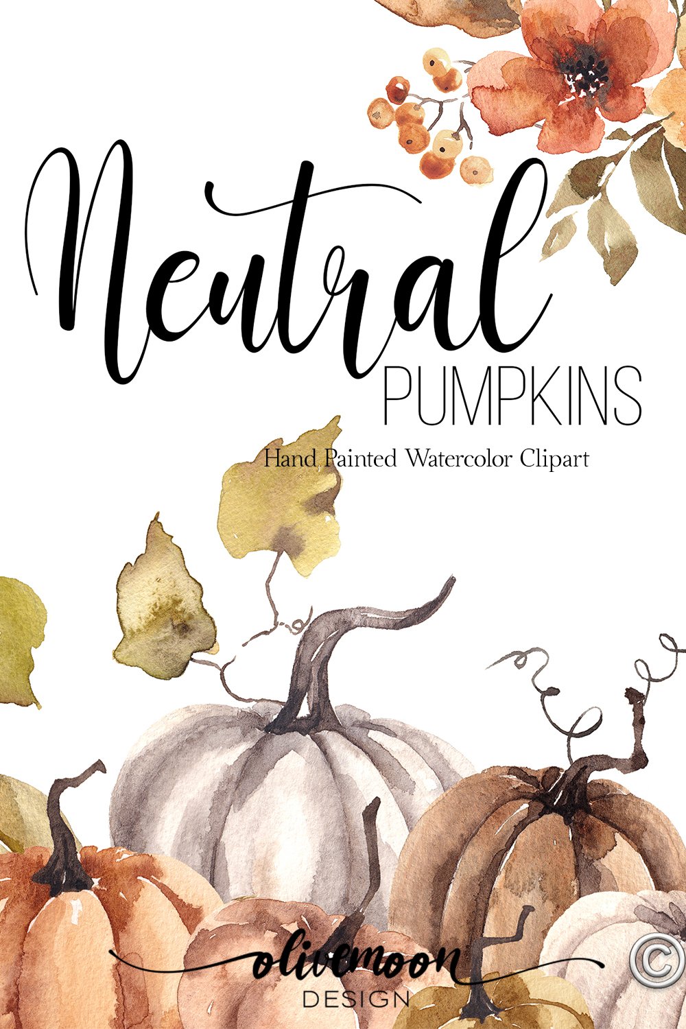 Fall Clipart Watercolor Pumpkins Wreath Clip Art Rustic PNG