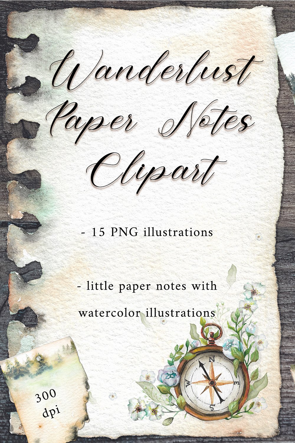 Wanderlust - Digital Paper Sticky Notes for Travel Lovers