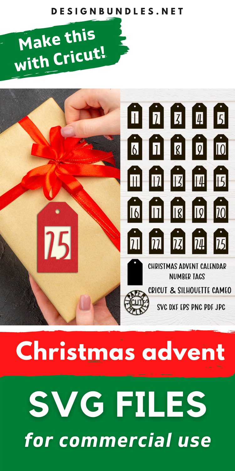 SVG Christmas Advent Calendar numbers tags.