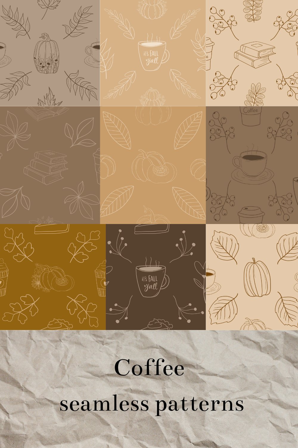 10 Fall coffee pumpkin spice seamless digital paper pattern