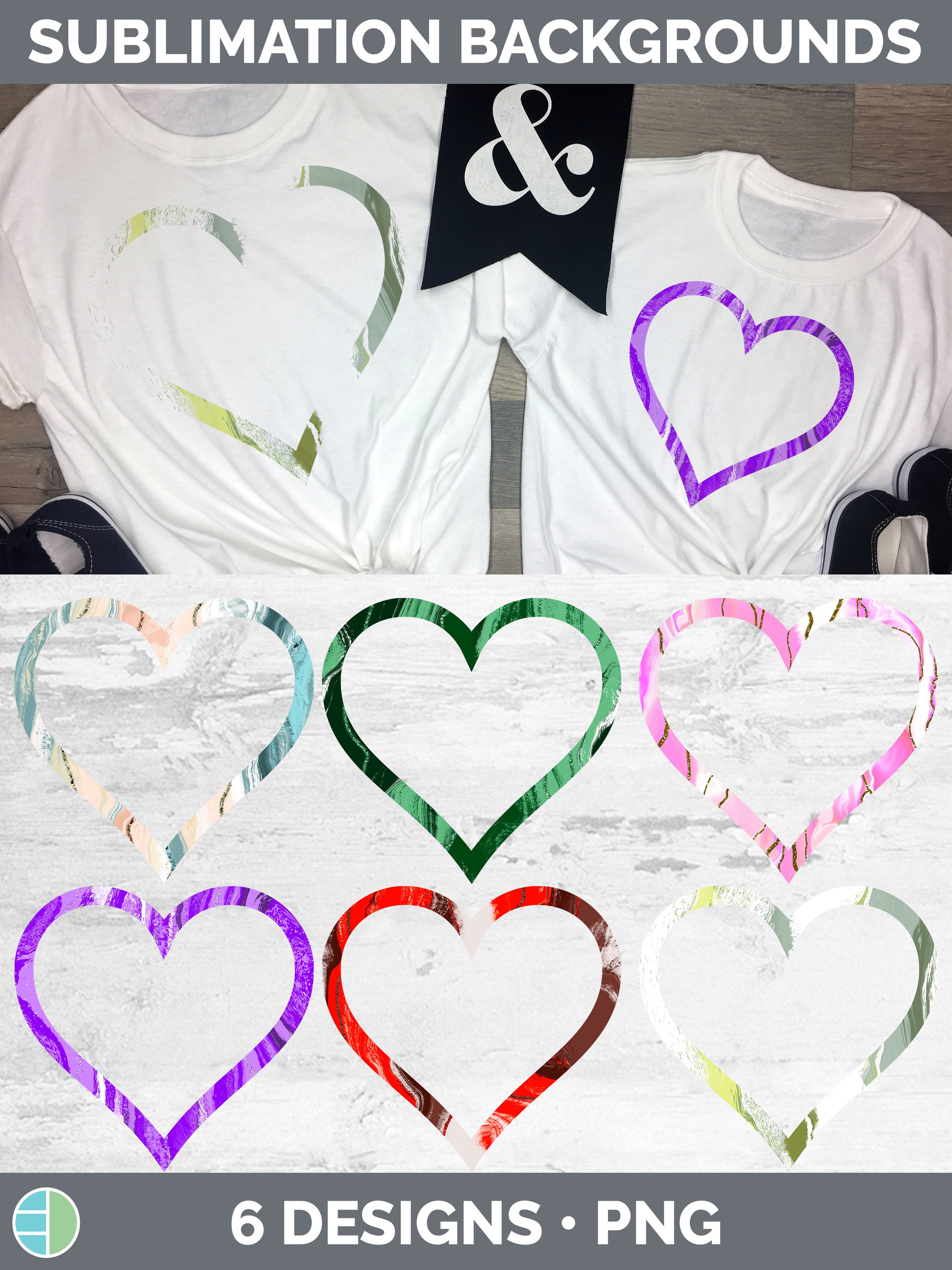 Paint Pour Heart Frame Clipart | Sublimation Hearts