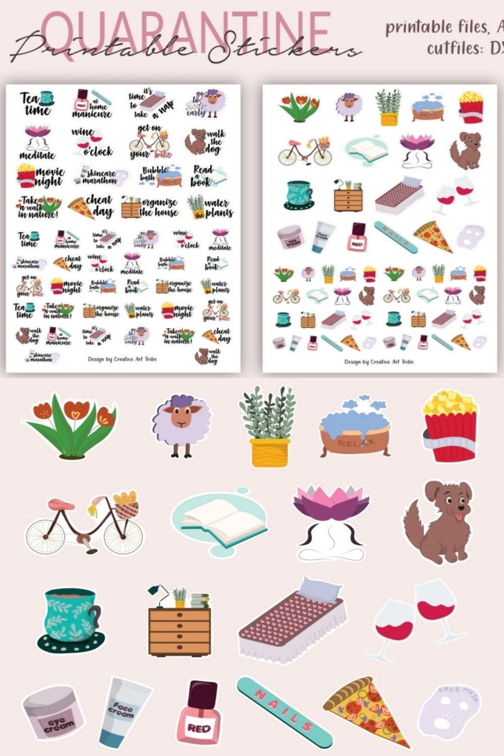 Quarantine Stickers, Stickers Set, Planner Stickers, cutfile