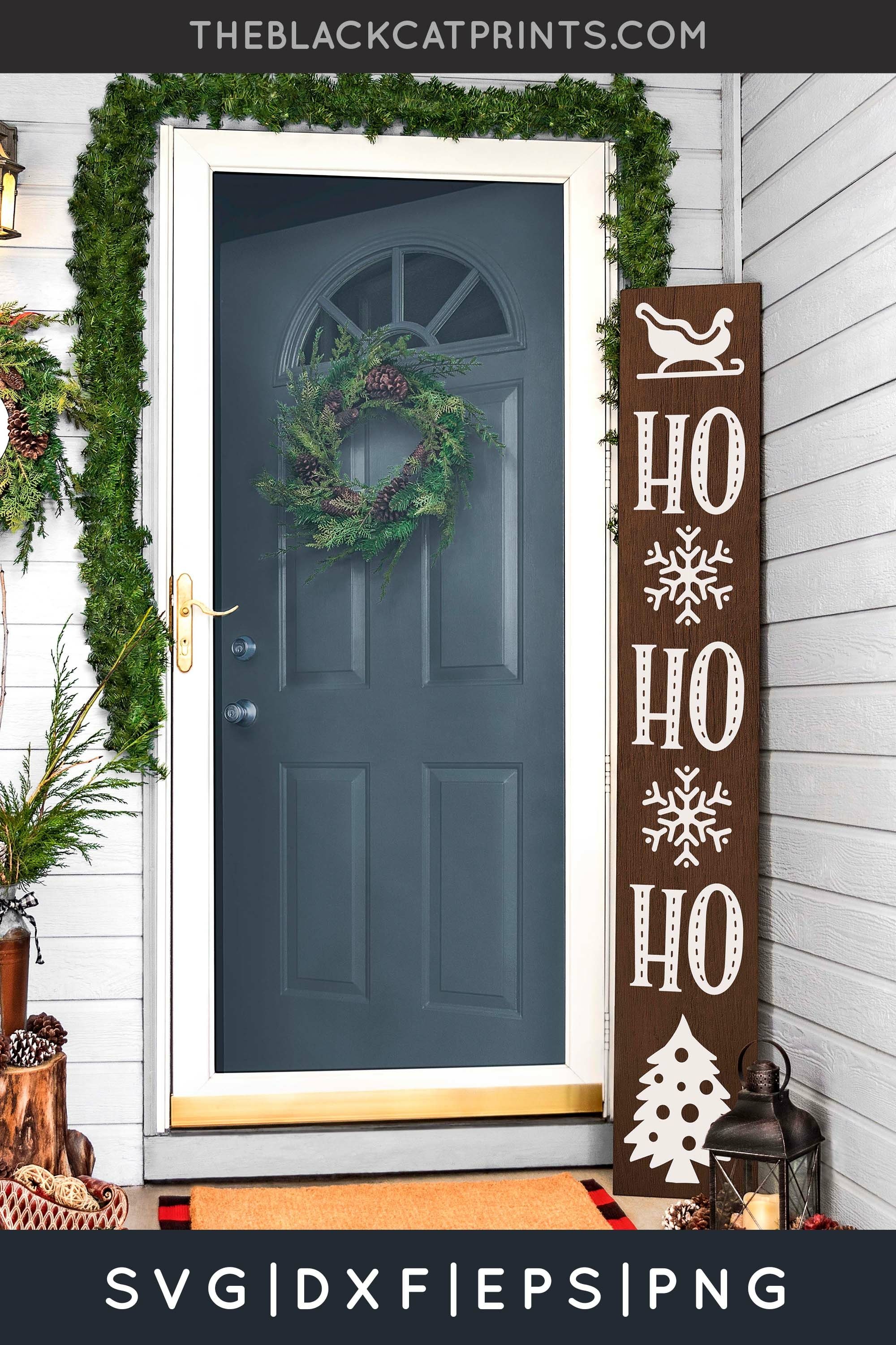 Ho Ho Ho SVG | Christmas Vertical Porch Sign SVG
