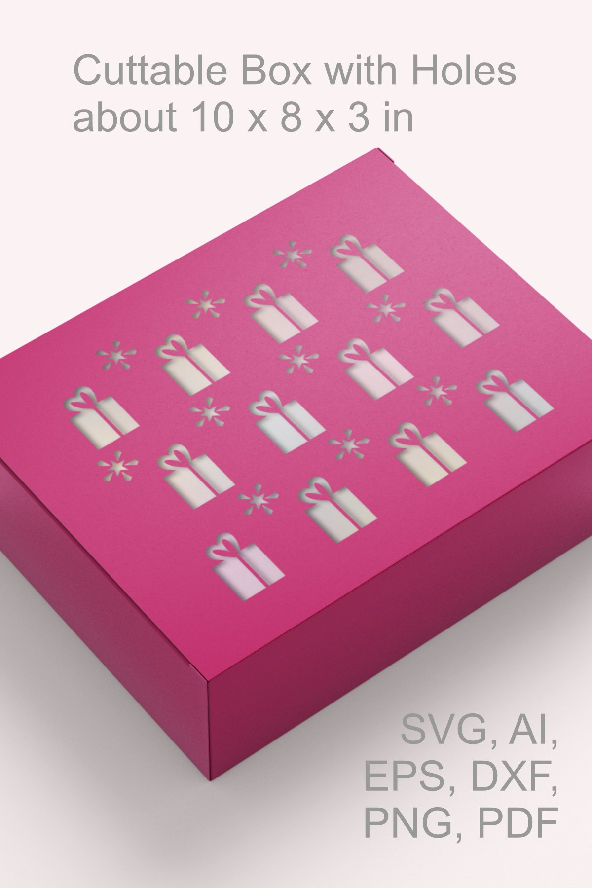 Gifts Patterned Rectangular Gift Box Paper Cut Template SVG