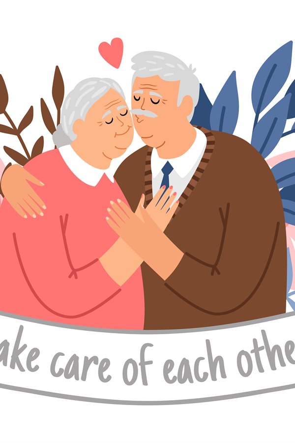 Caring elderly couple