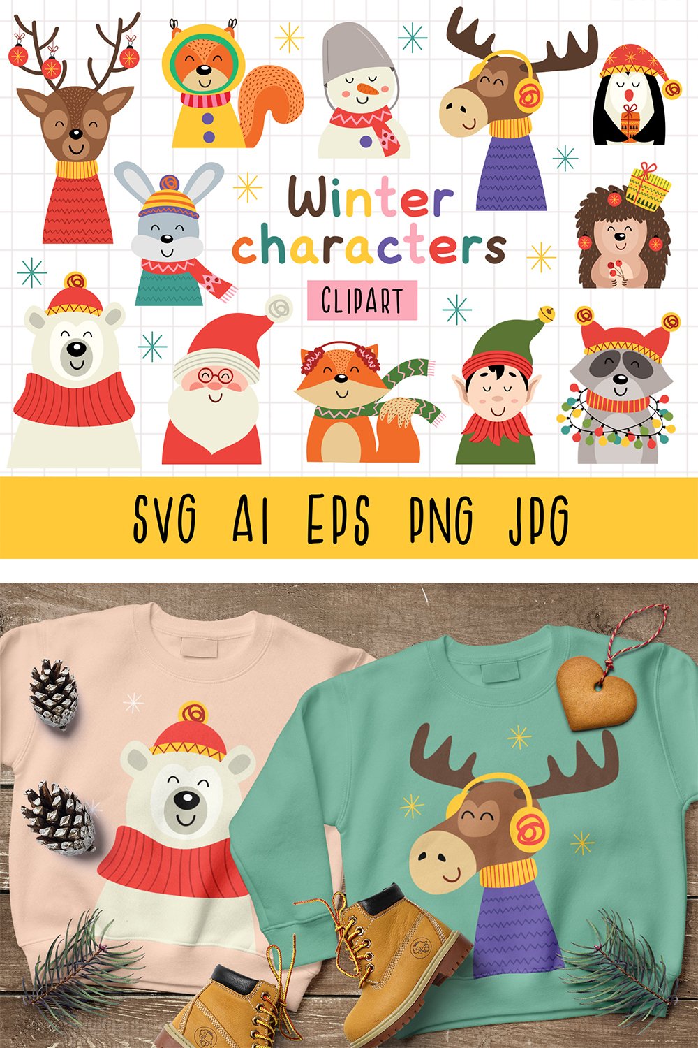 Winter Animals svg, Christmas Animals Clipart, zoo svg,