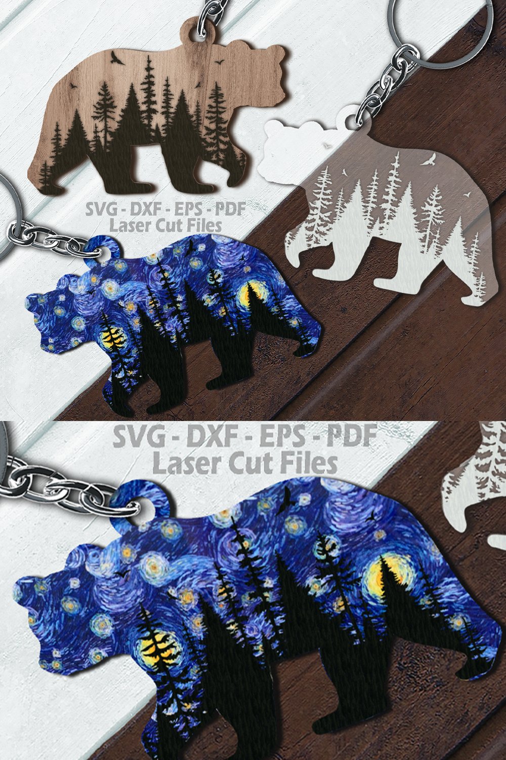 Bear Keychain SVG | Forest SVG | Laser Cut Files | Glowforge