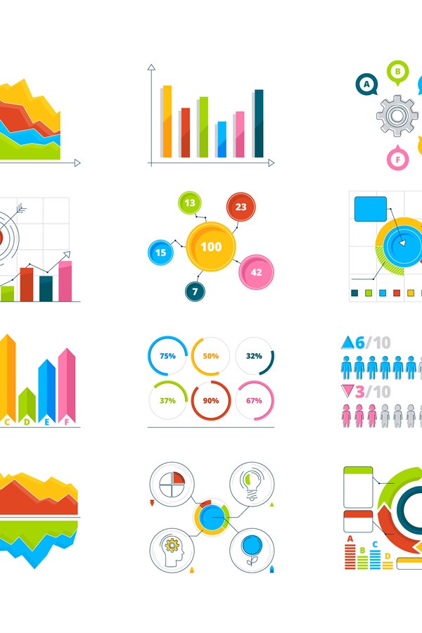 Vector graphics, charts and diagrams. Drawing infographics e
