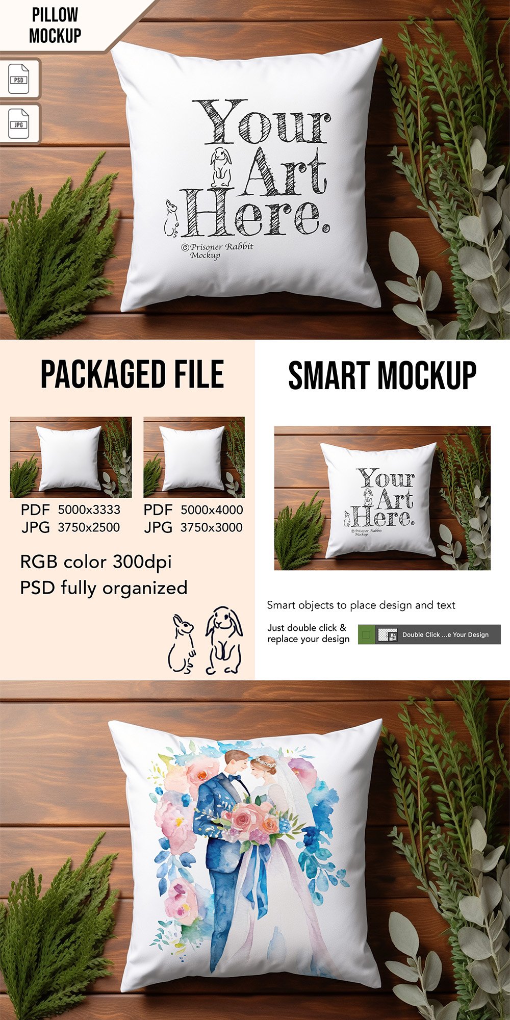 Pillow Smart Mockup PSD & JPG Template Graphic (2780148)