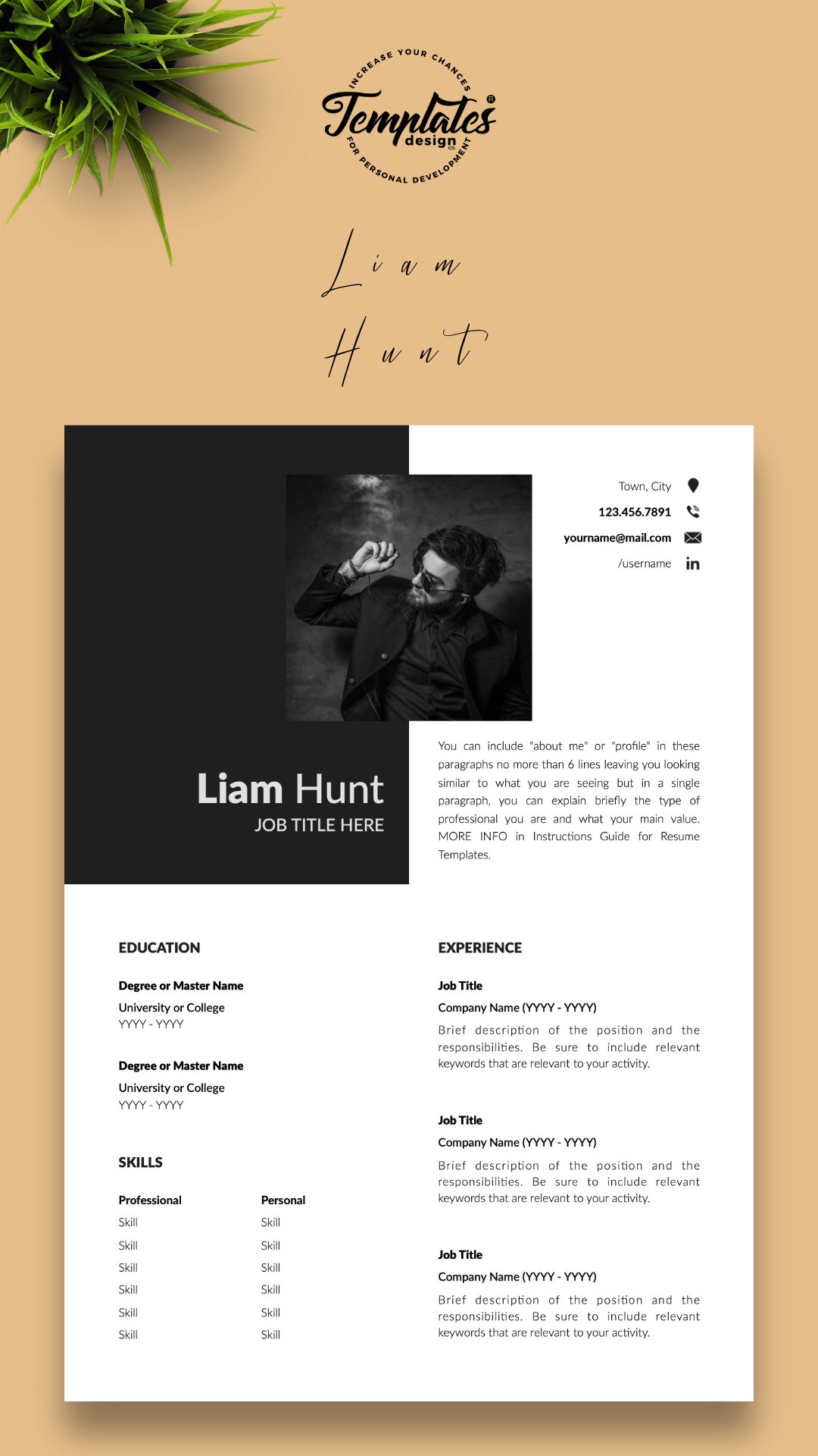 Modern Resume CV Template for Word & Pages Liam (742758)