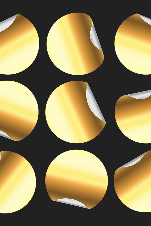 Golden round sticker. Circle stickers, gold circular label b