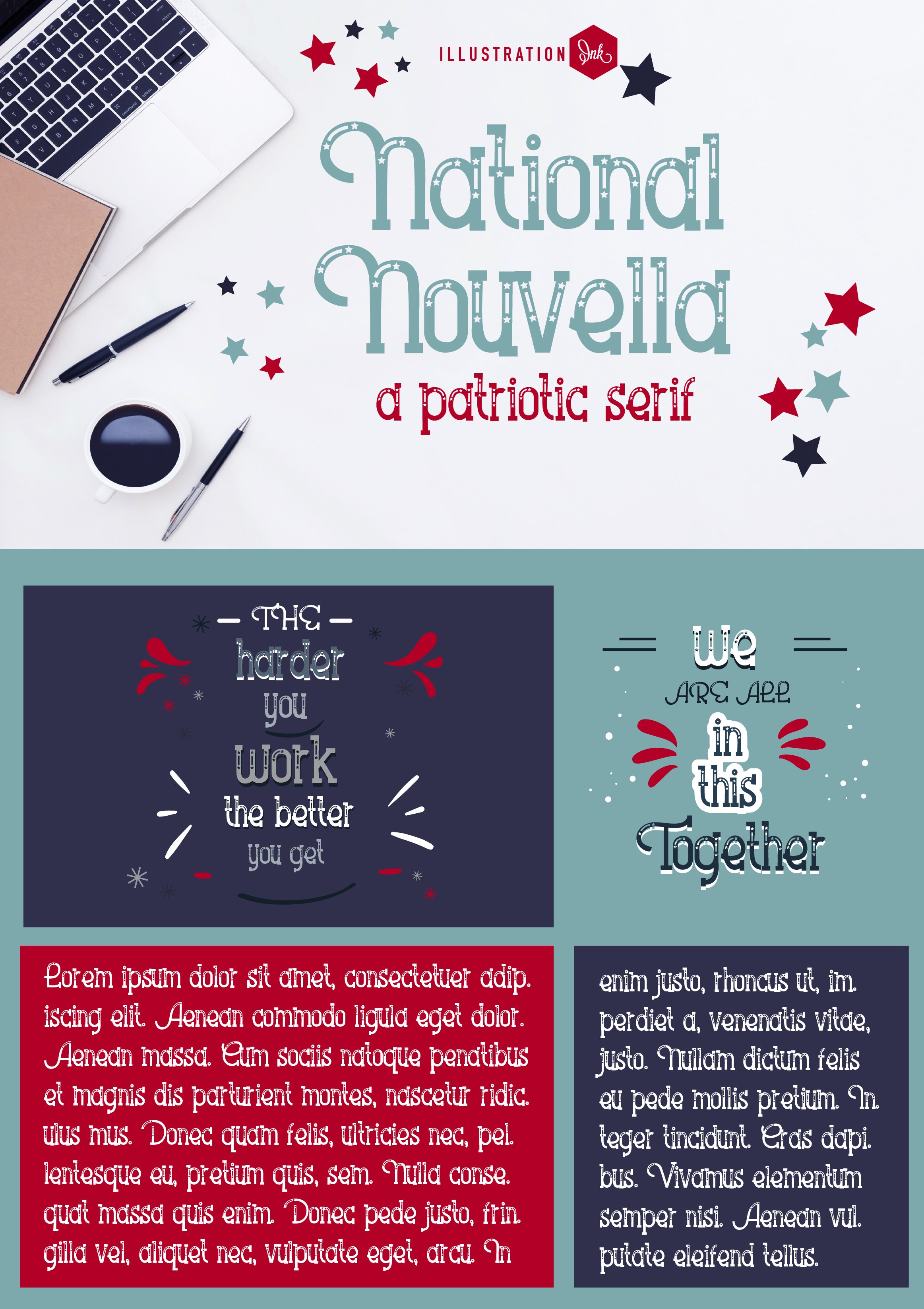 Hand-crafted, patriotic font