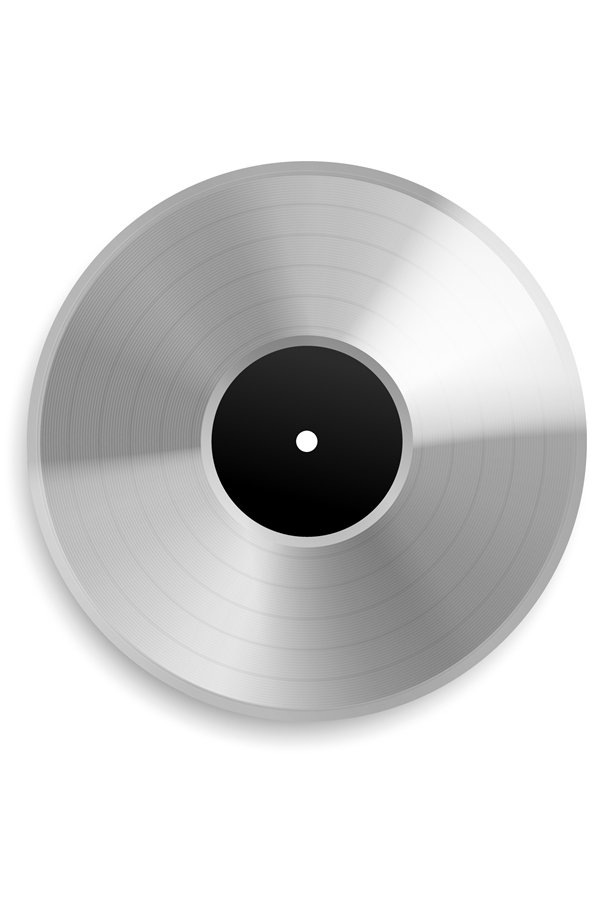 Realistic vinyl record. Metal golden and platinum top charts