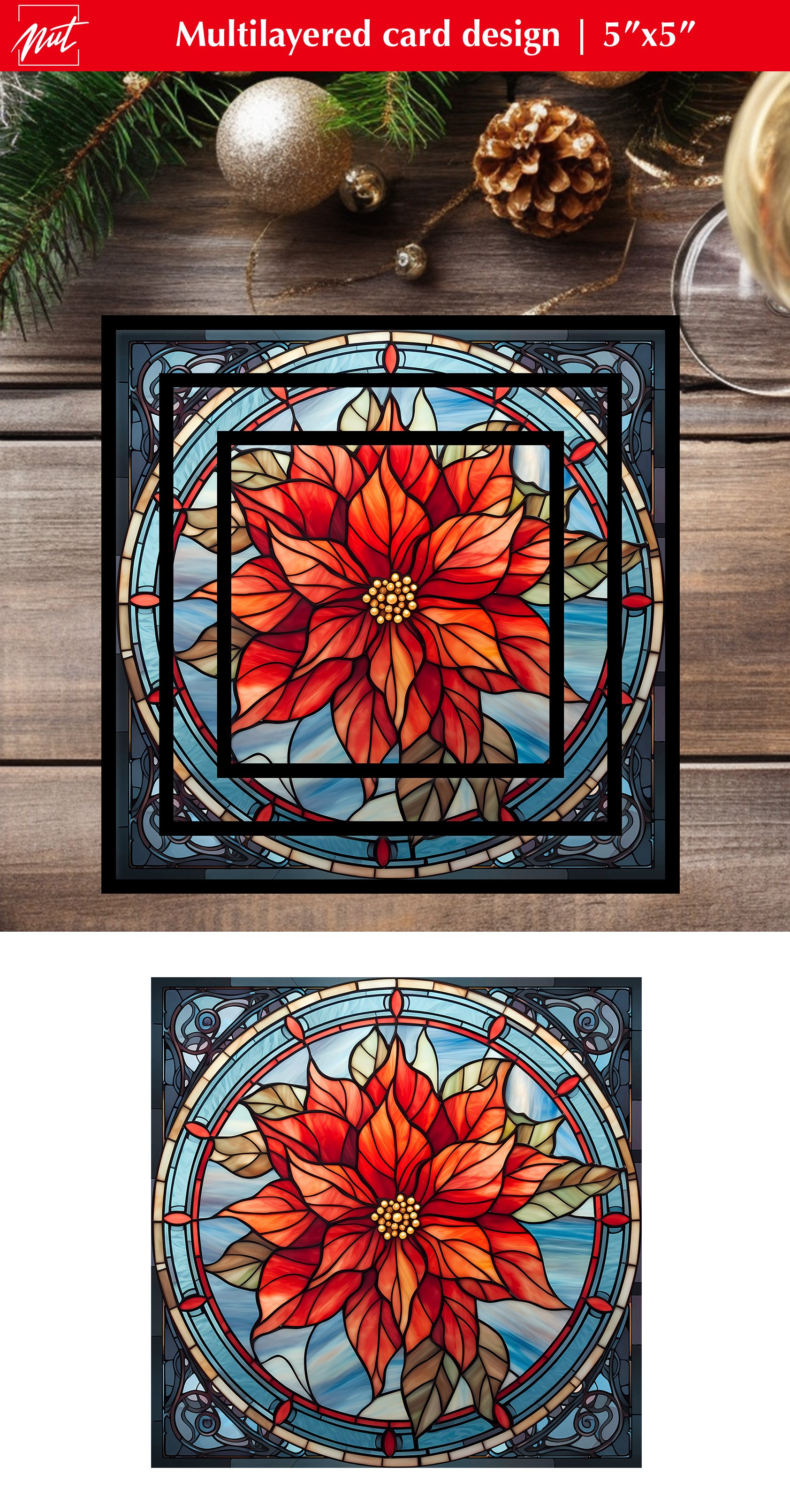 Stained glass cards, Christmas stained glass printable card