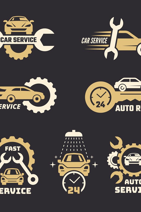 Car logo. Stylized emblem with car silhouettes automobile se