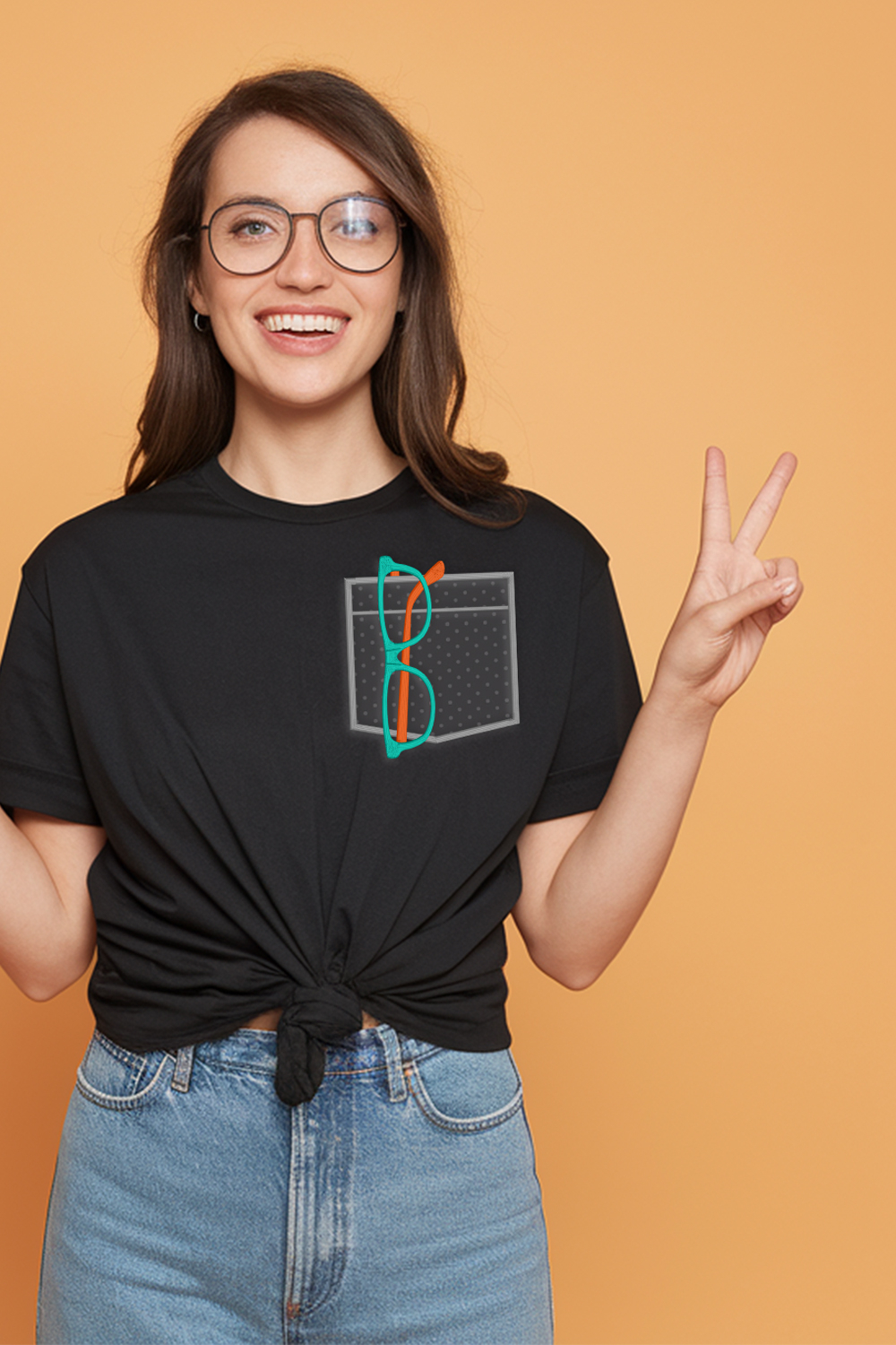 Mock Pocket with Glasses Applique Embroidery File